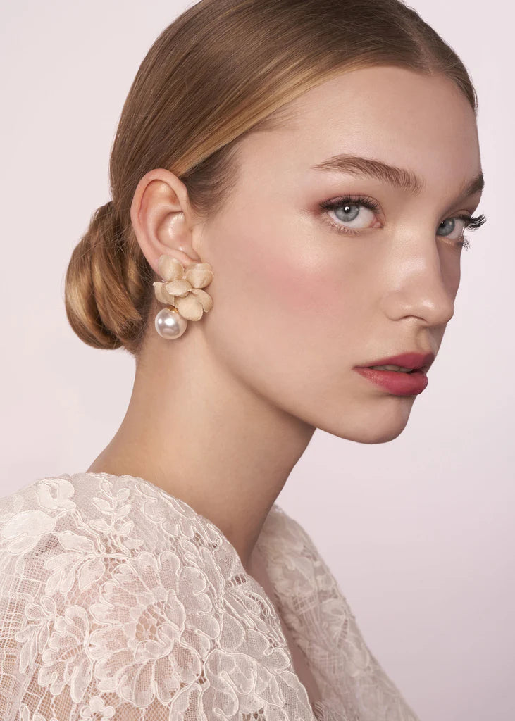 Elizabeth Bower - Organna Pearl Flower Stud - Rhodium/Ivory – The White ...